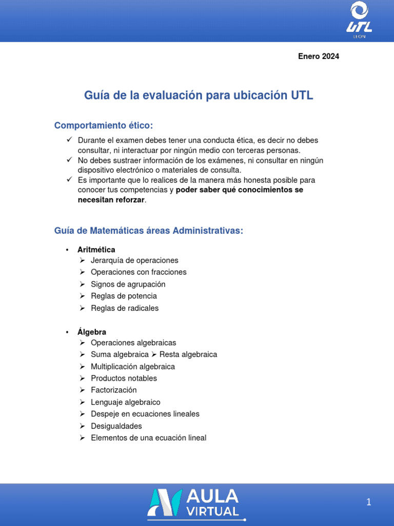Guia de Estudios para Diagnostico Ingreso 2024 | PDF | Ecuaciones | Álgebra