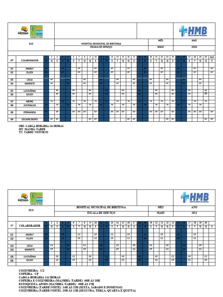Escala Maio 2024 | PDF