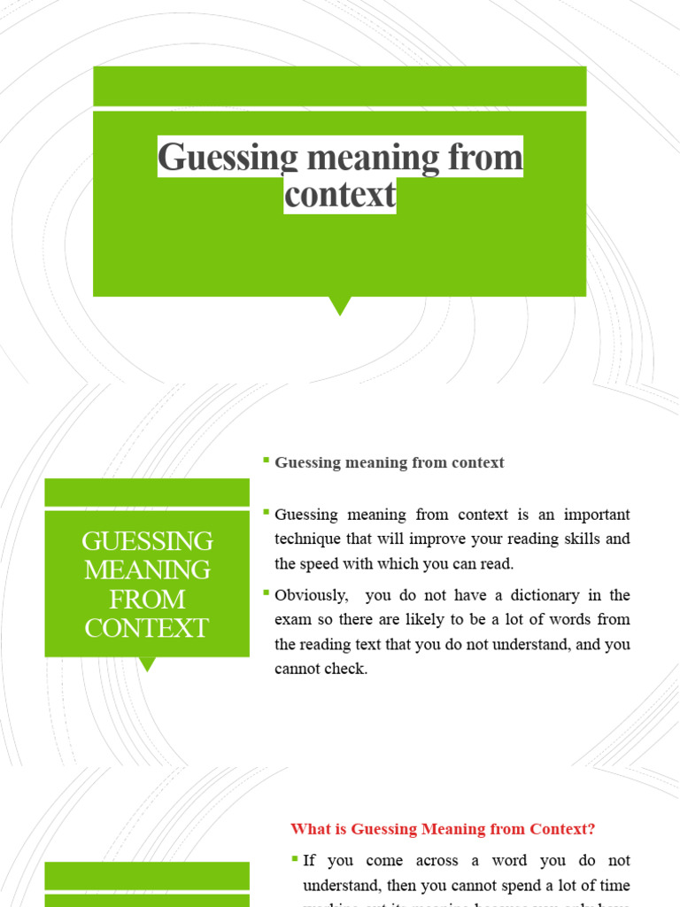 Guessing Meaning From Context | PDF