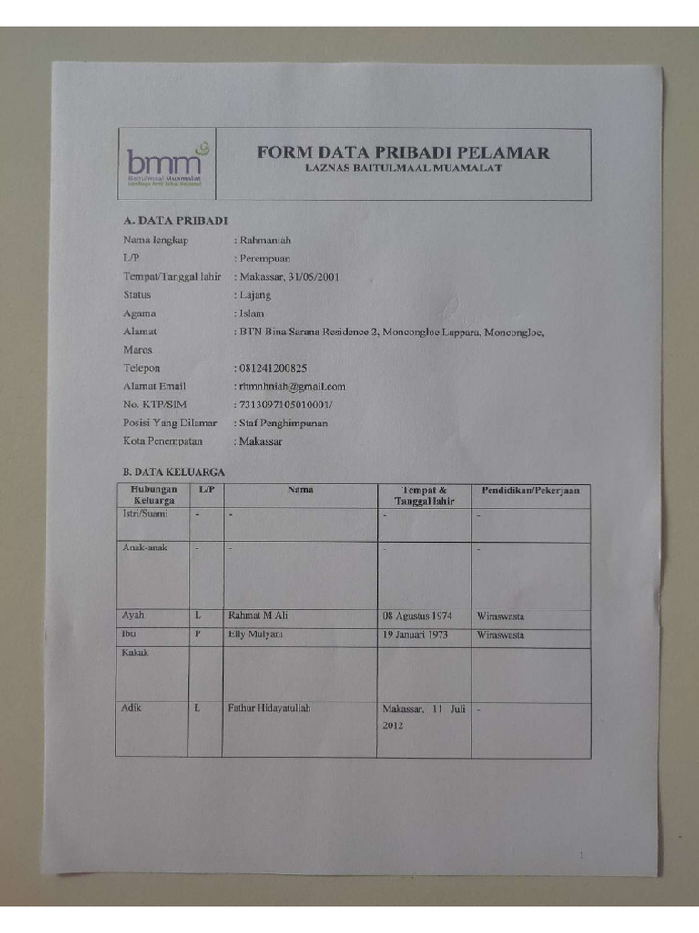 Data Pelamar - Scan Hard File | PDF