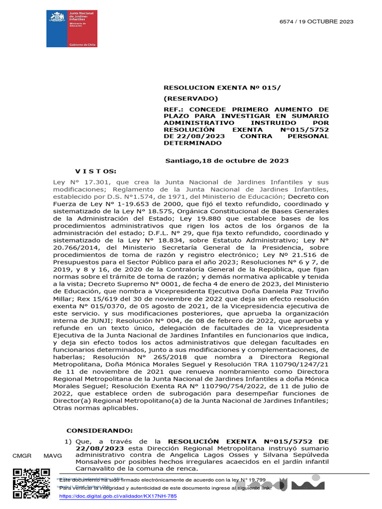 6574 19-10-23 1° Aumento S.A 5752 | PDF | Gobierno | Justicia