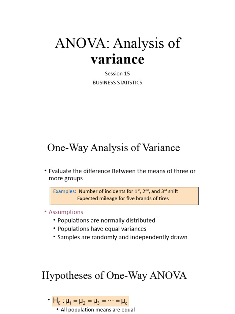 Session 15 - ANOVA | PDF | Analysis Of Variance | F Test