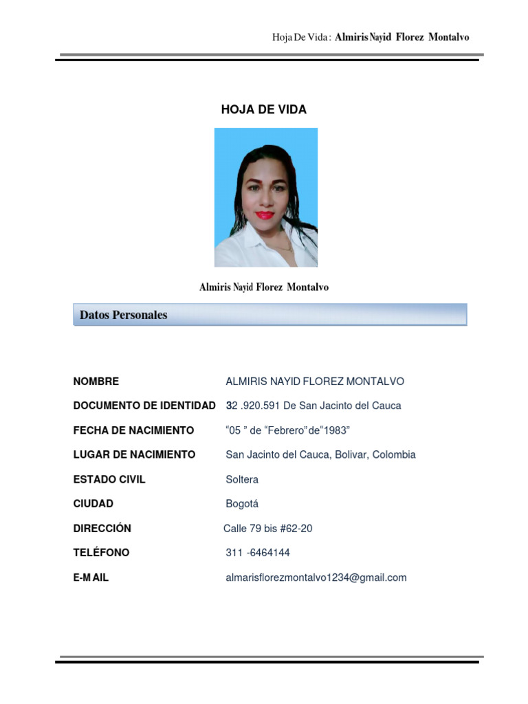Hoja de Vida Almiris | PDF