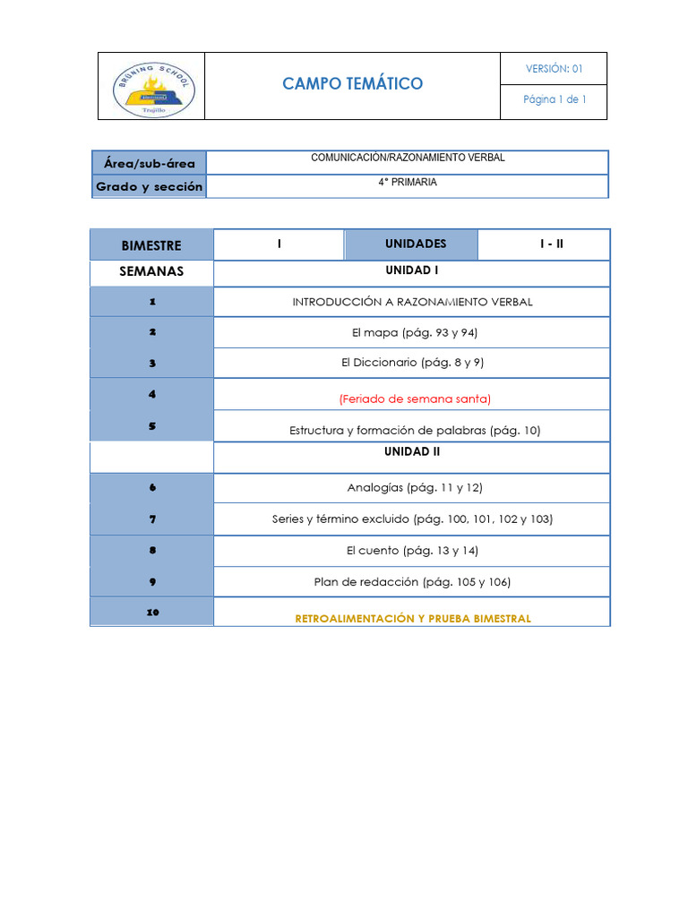 Campo Temático - Bim-4° Grado | PDF