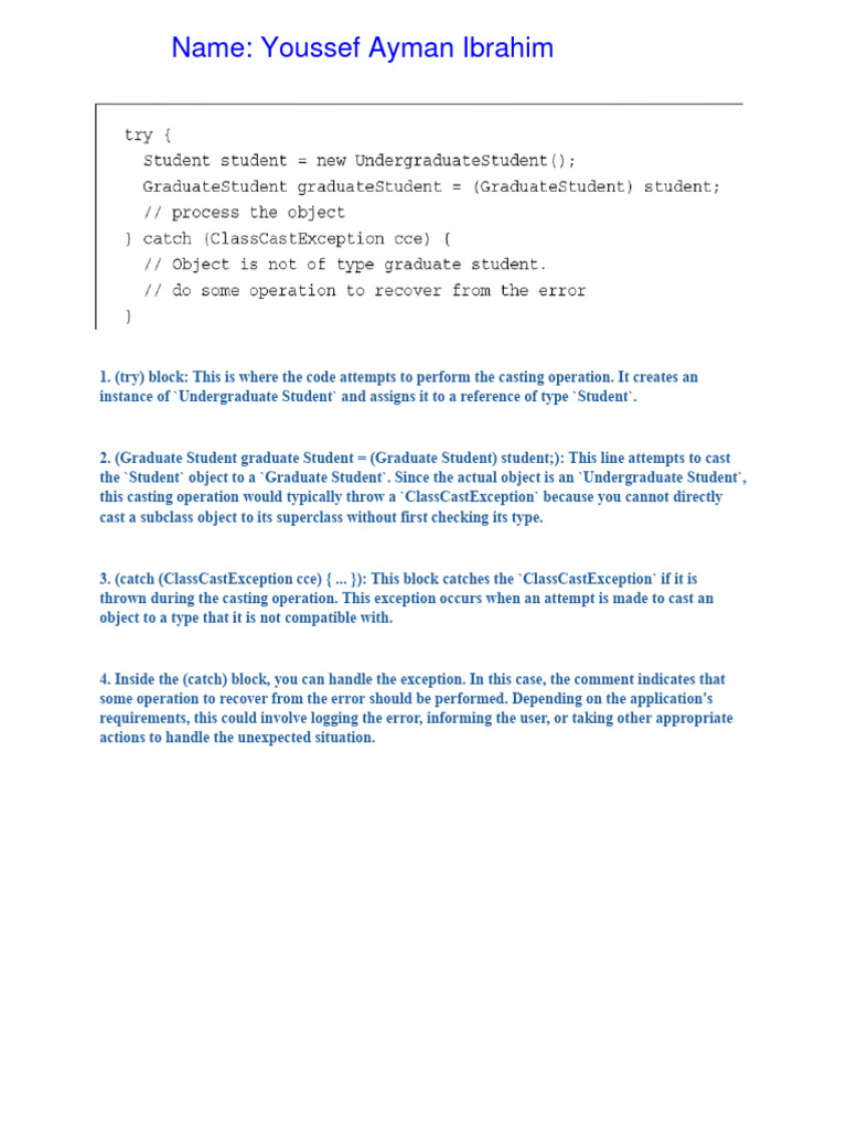 Exception Homework by Youssef Ayman | PDF | Computers | Technology & Engineering