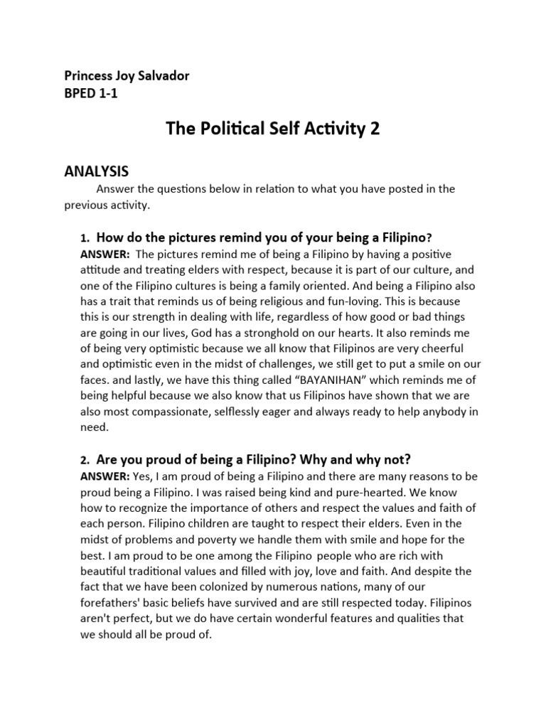 Activity 2 The-Political-Self | PDF | Nationality | Traditions