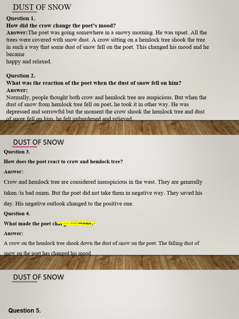 10 - Dust of Snow | PDF | Poetry