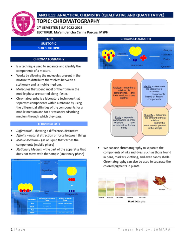 LESSON 2 - CHROMATOGRAPHY | PDF | Chromatography | High Performance ...