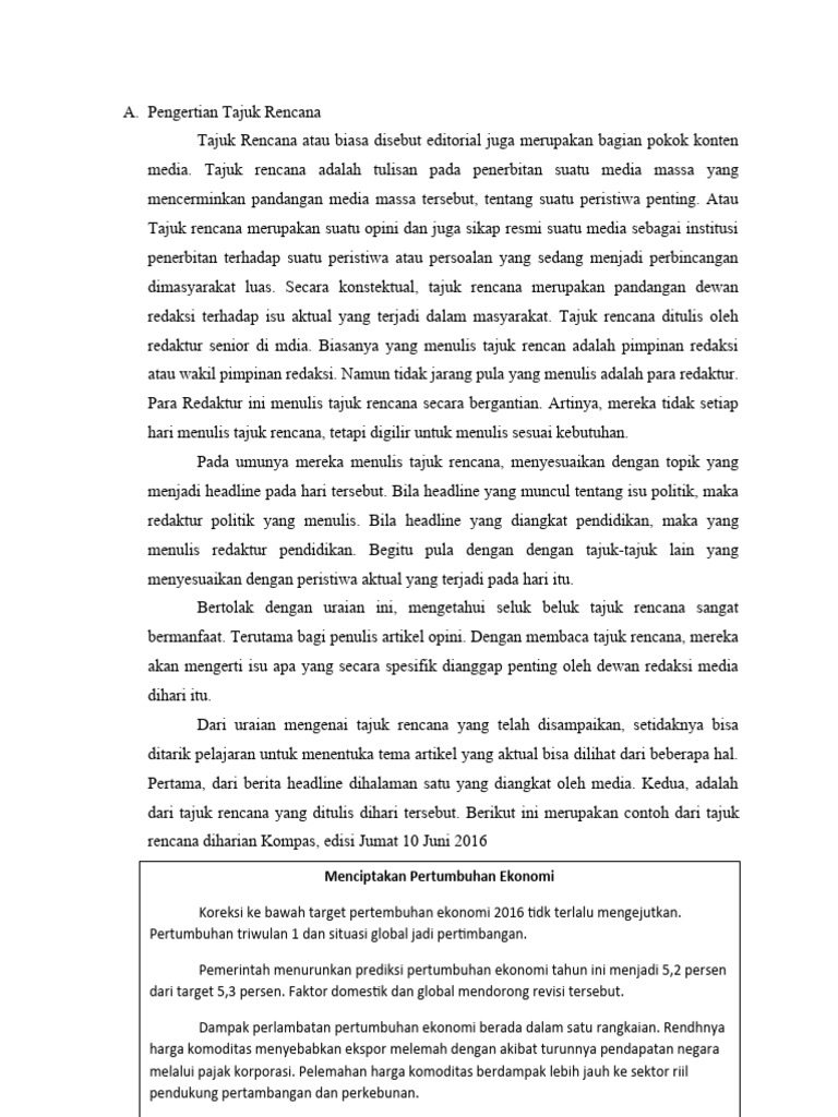 Pengertian dan Contoh Tajuk Rencana | PDF