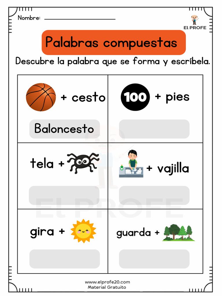 Ejercicios de Palabras Compuestas | PDF