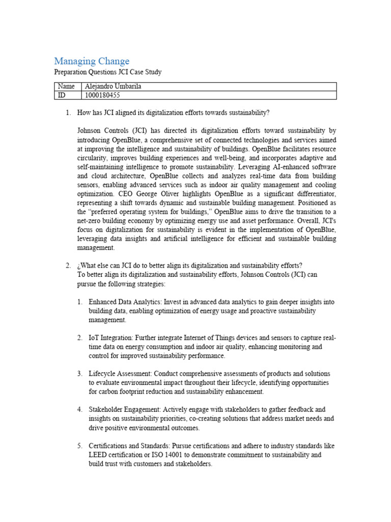 Preparation Questions Jc i Case Study | PDF | Sustainability | Internet ...