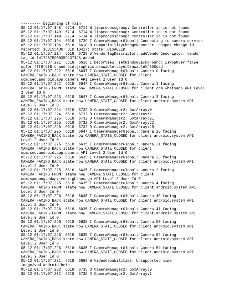 Camera Log Analysis | PDF | Unix | Operating System Technology