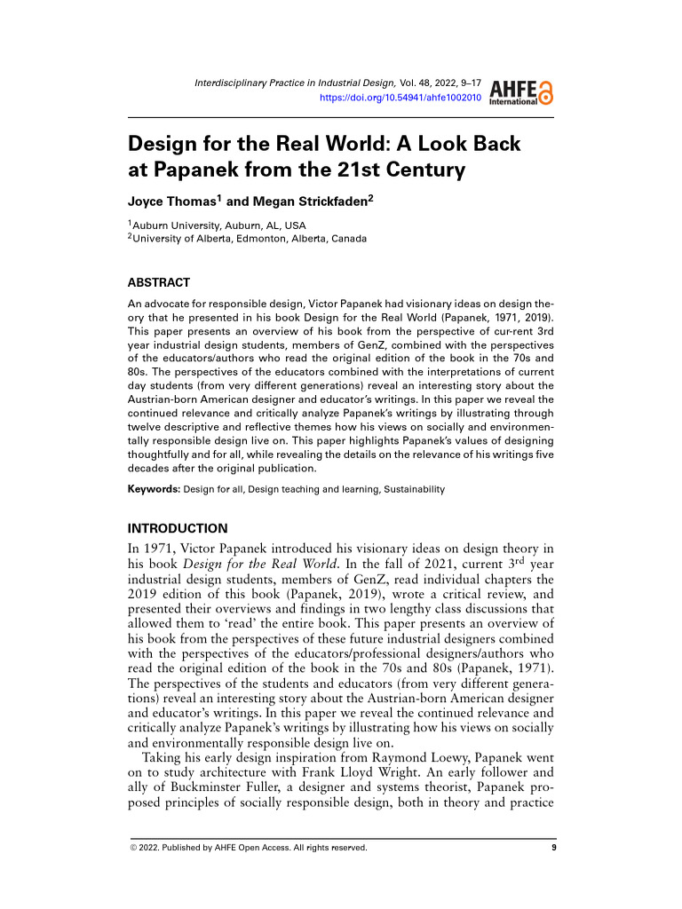Design For The Real World A Look Back at | PDF | Design | Thought