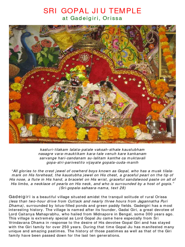 Gopal Jiu Temple at Gadeigiri | PDF | Vaishnavism | Monotheistic Religions