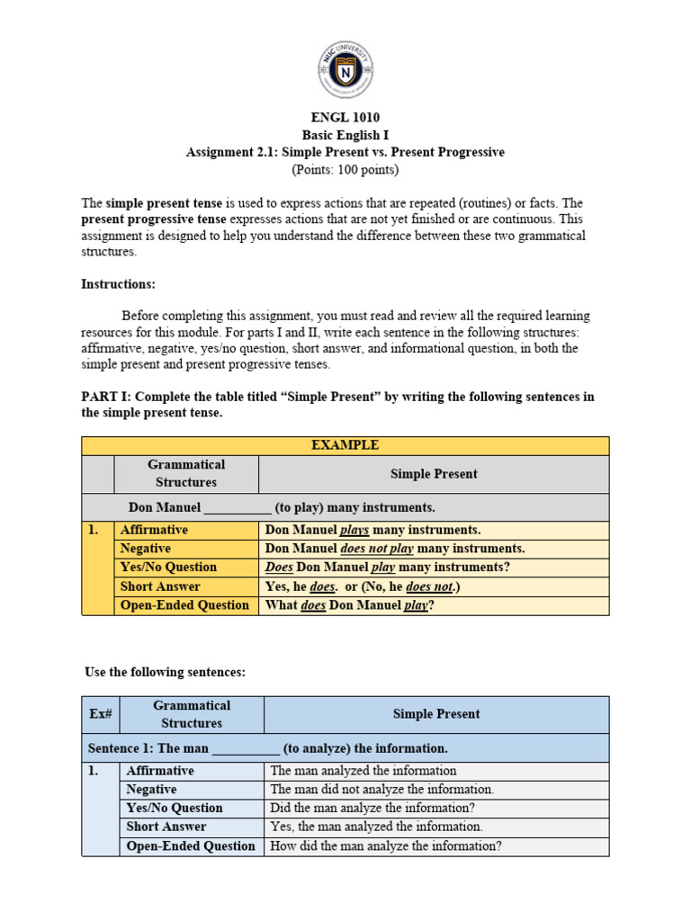 ENGL 1010 Tarea 2.1 | PDF | Question | Grammatical Tense ENGL 1010 Tarea 2.1 | PDF | Question | Grammatical Tense