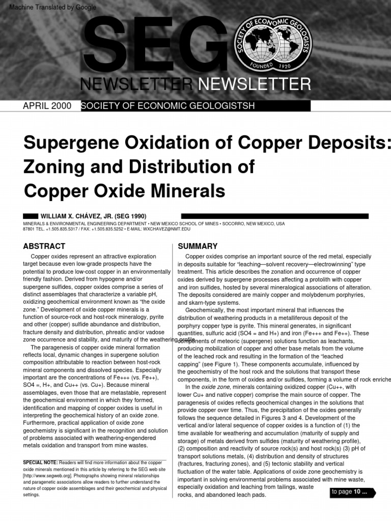 Copper Oxide Minerals: Zonation and Geochemistry | PDF | Minerals | Copper
