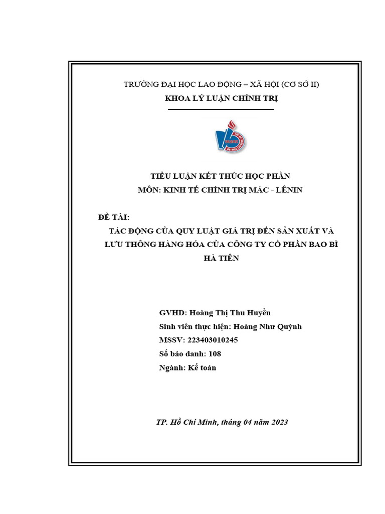 Tieu Luan 2022 KTCT | PDF