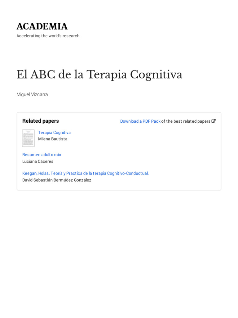 El ABC de La Terapia Cognitiv | PDF | Terapia cognitiva | Psicoterapia