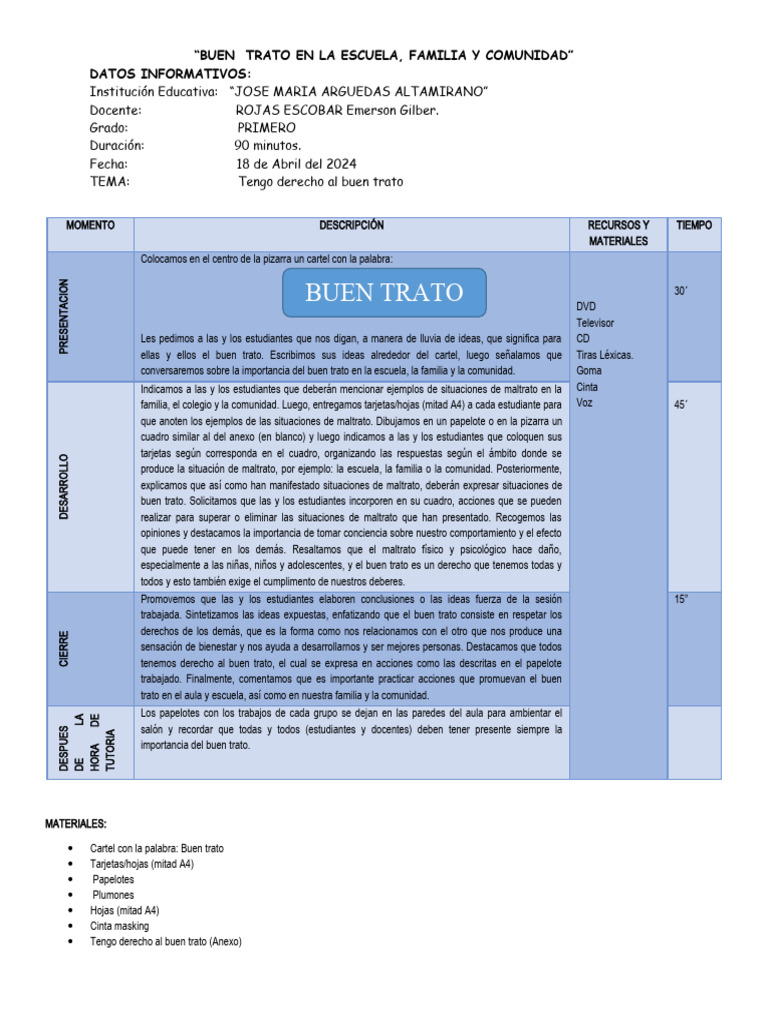 Sesion1 Tutoria Primero | PDF