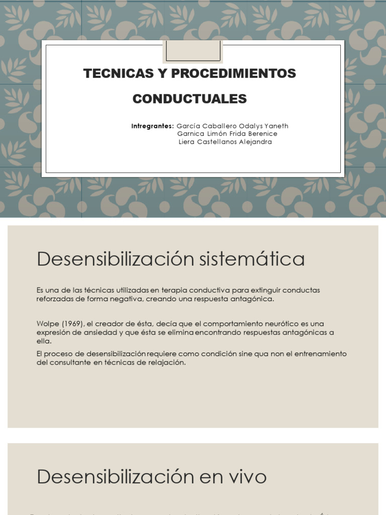 Tecnicas y Procedimientos Conductuales | PDF | Terapia Gestalt ...