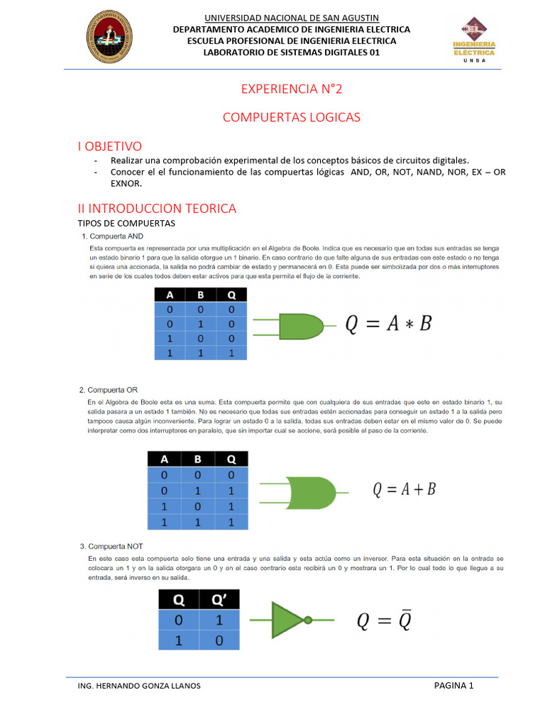 Compuertas Lógicas en Sistemas Digitales | PDF | Puerta lógica | Red ...
