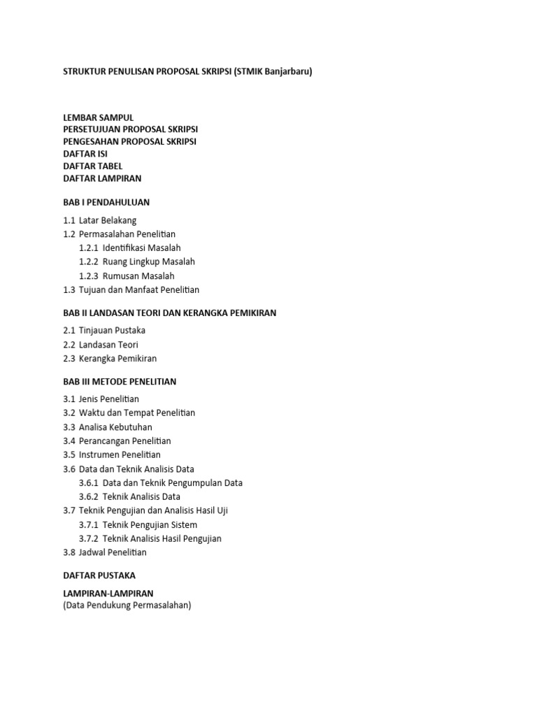 Struktur Penulisan Proposal Skripsi - Revisi - Penambahan Beberapa Penjelasan | PDF