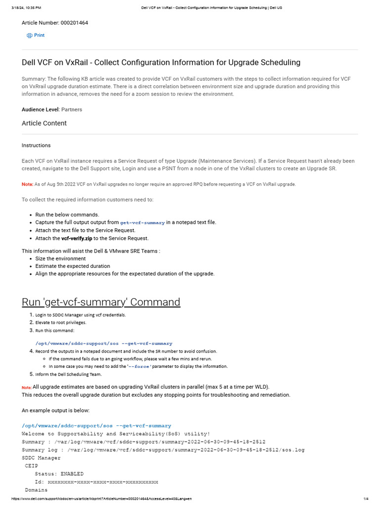 Dell VCF On VxRail - Collect Configuration Information For Upgrade ...