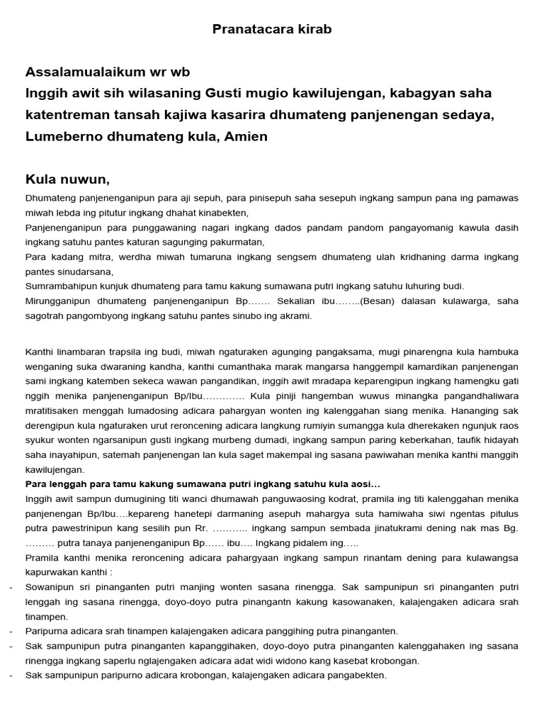 Pranatacara Kirab | PDF