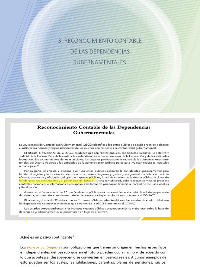 Reconocimiento Contable de Las Dependencias Gubernamentales | PDF ...