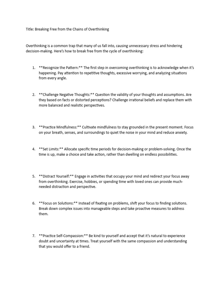 overthinking | PDF | Thought | Decision Making