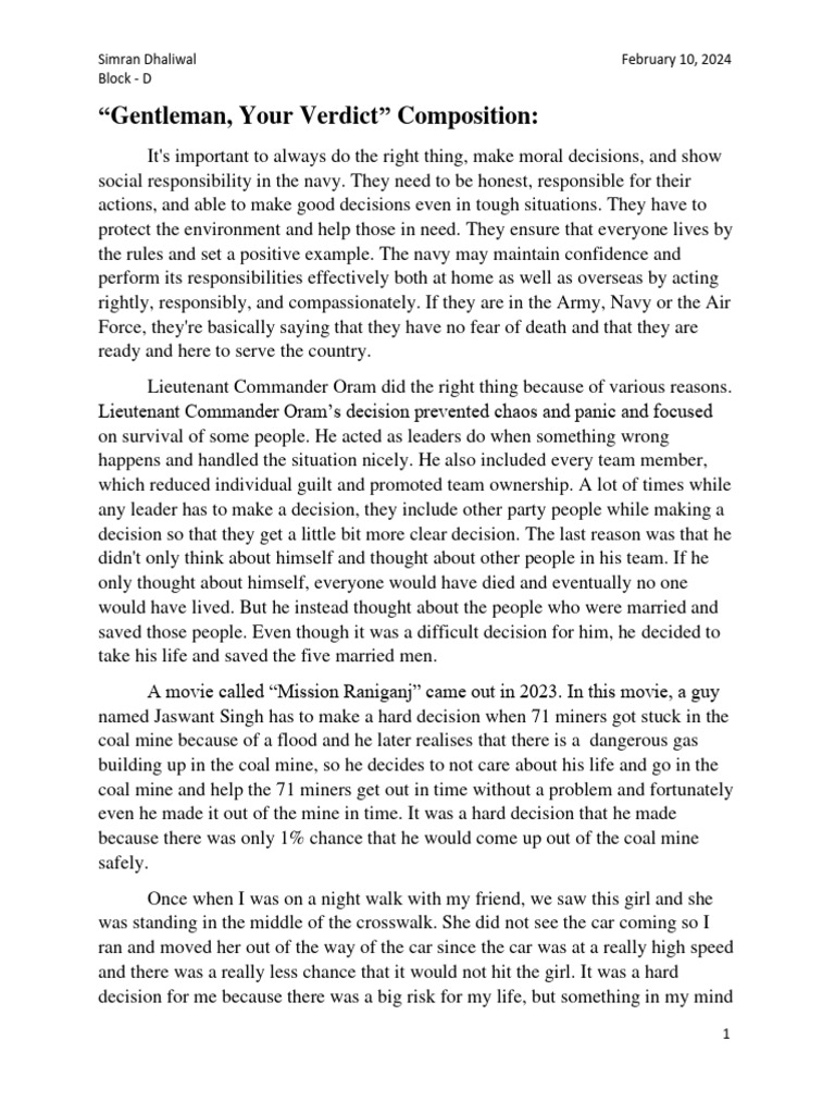 Gentleman You Verdict Composition | PDF | Self-Improvement