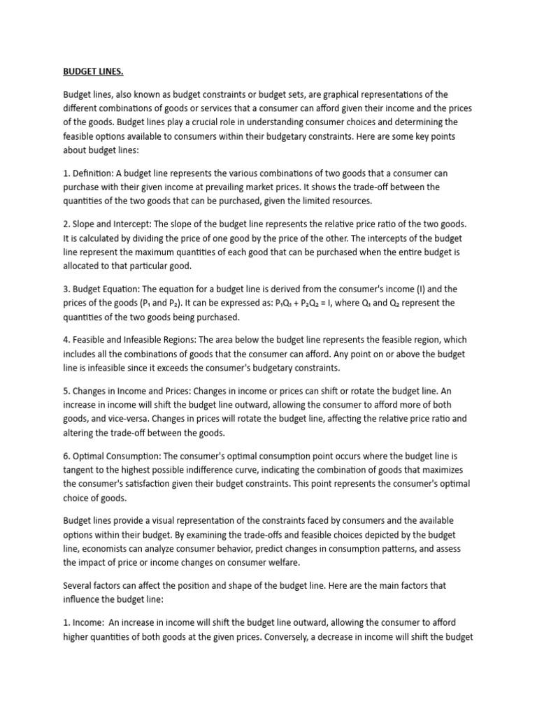 Budget Lines and Indifference Curves | PDF | Utility | Consumer Behaviour