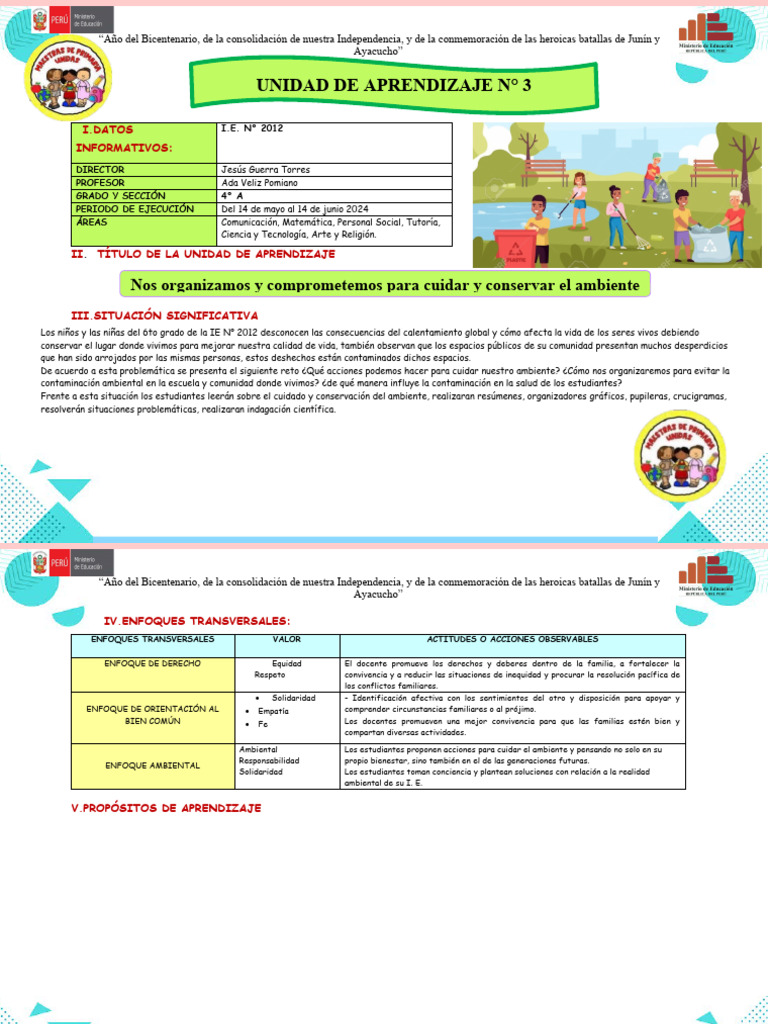 4° Unidad 3 Cuidamos El Ambiente Reciclando en Familia | PDF ...