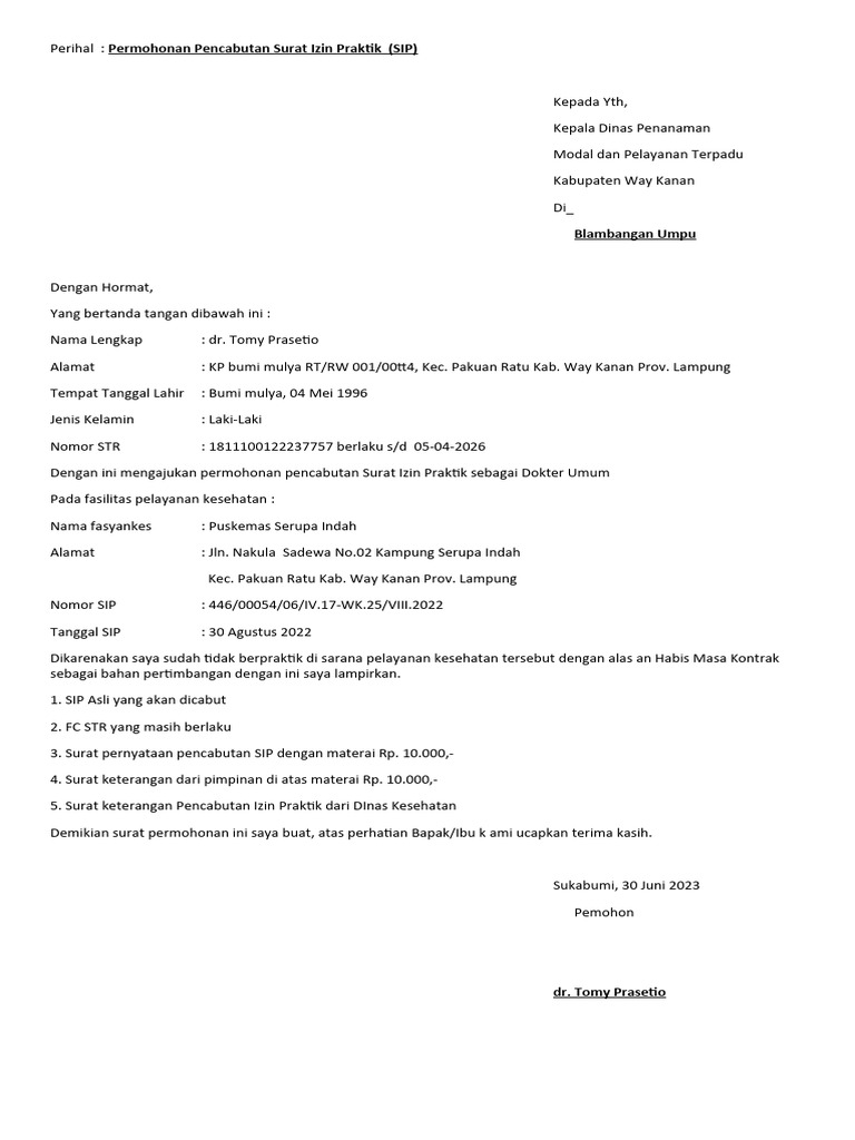 Pencabutan SIP1 | PDF