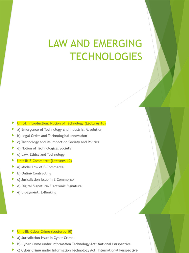 Law and Emerging Technologies Unit 1 | PDF