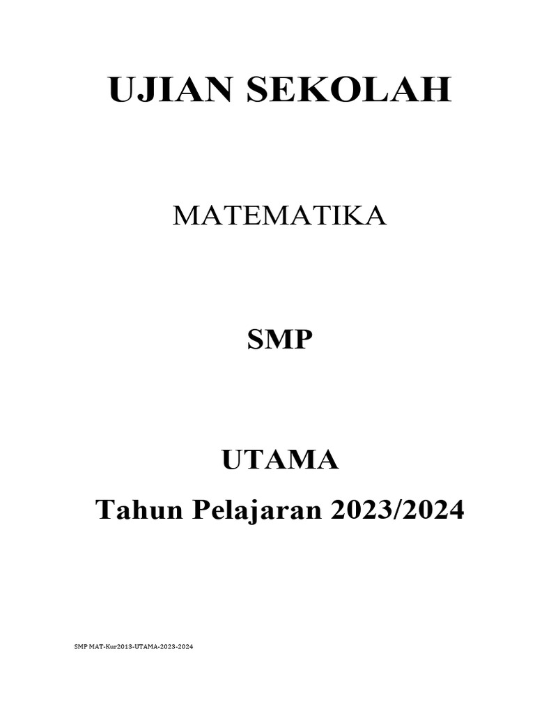 Soal Us Matematika KLS 9 | PDF
