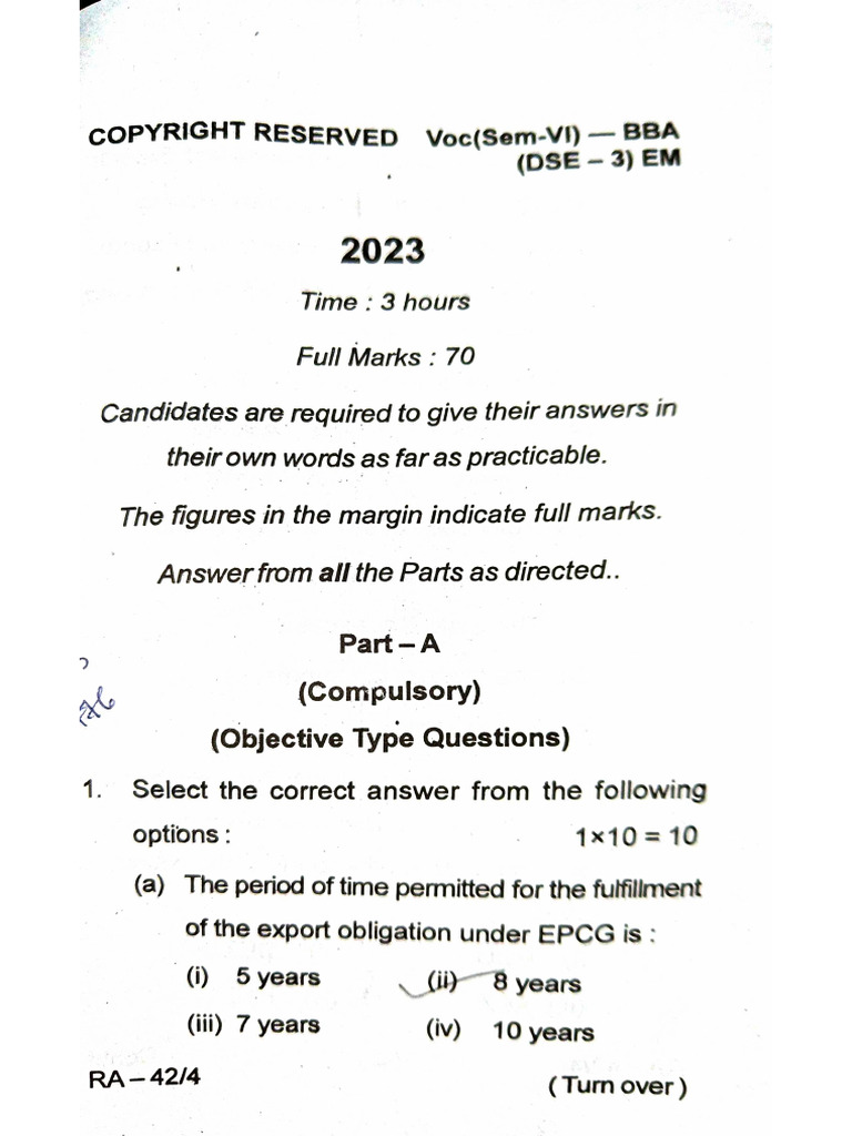 Export Management Question BBA Sem 6 | PDF