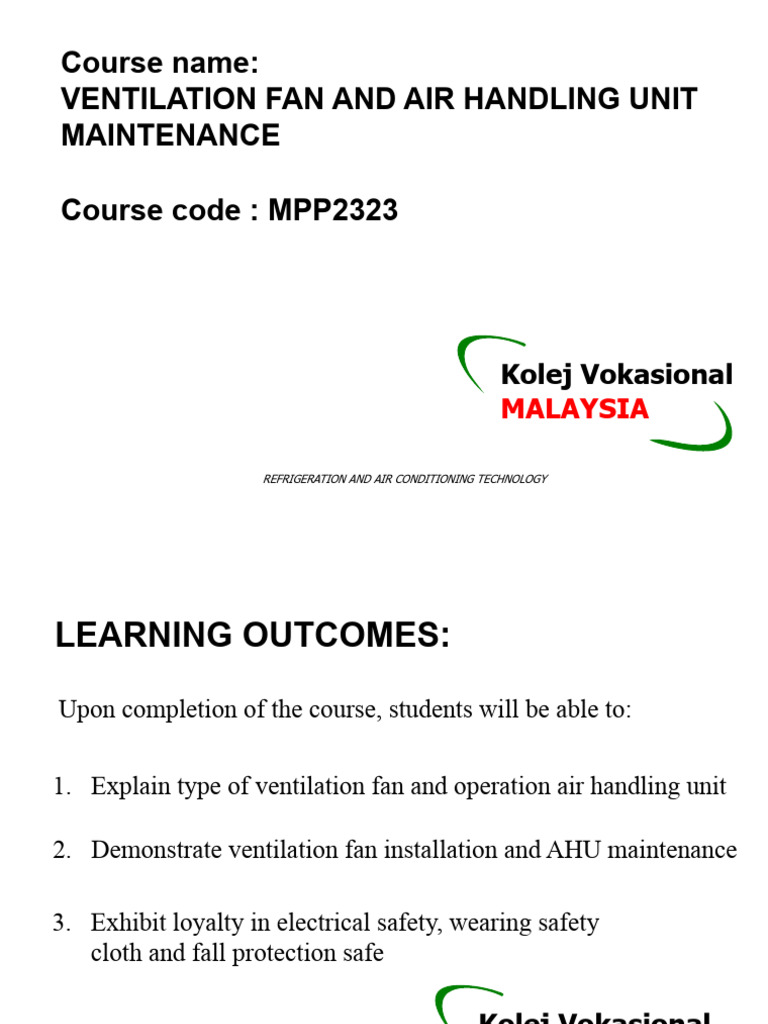 Dmc2323 Ahu Fan Maintenance Pdf