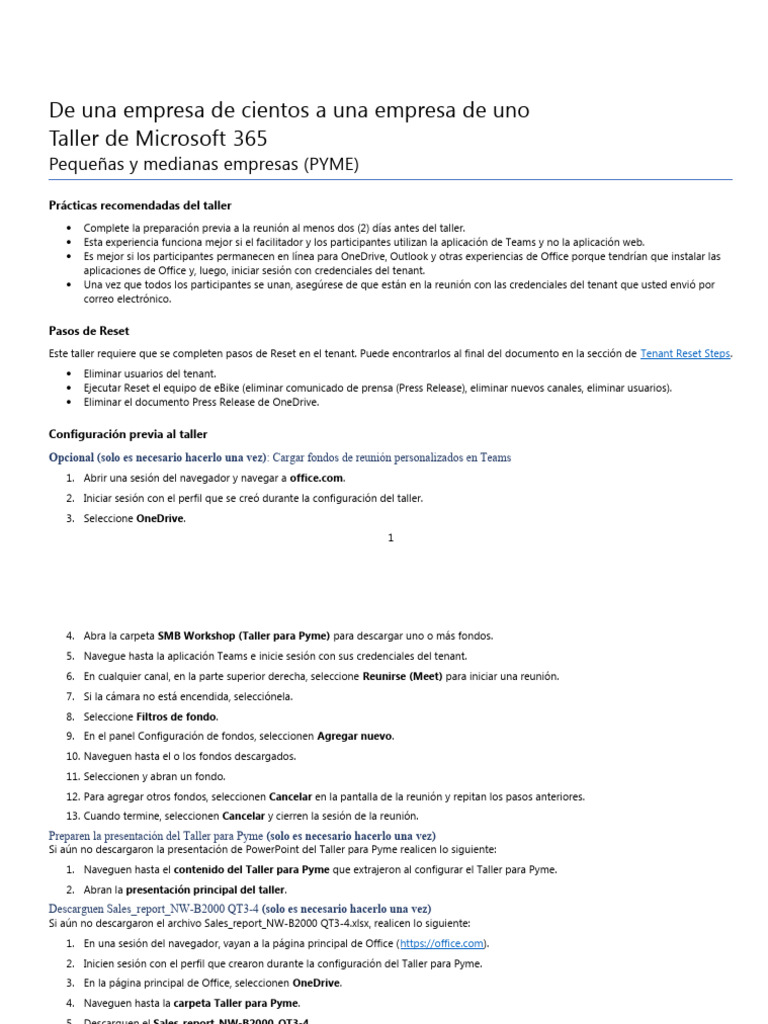 Microsoft SMB Workshop Facilitator Guide | PDF | Microsoft Office ...