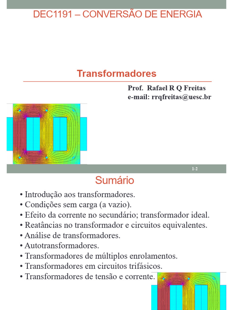 Aula-02 - Transformadores - 1 Parte | PDF | Transformador | Magnetismo