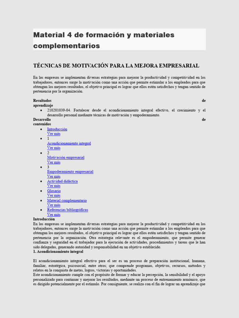 Material 4 de Formación y Materiales Complementarios | PDF | Business | Motivación