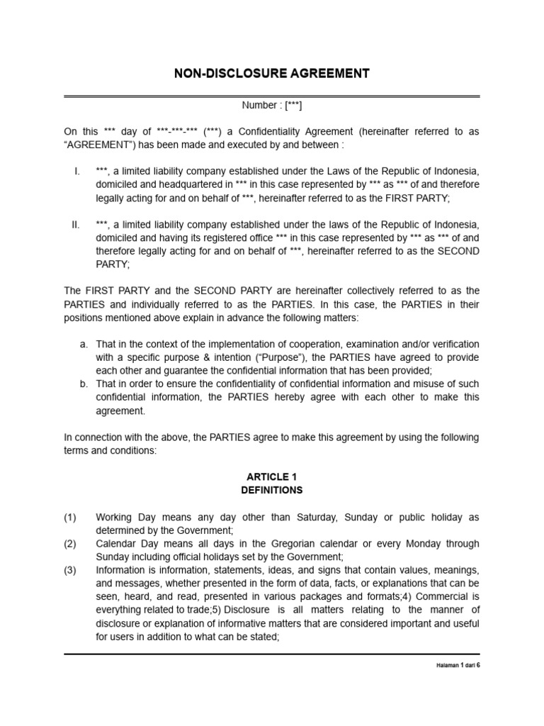 Draft - NDA - English Version | PDF | Confidentiality | Non Disclosure ...