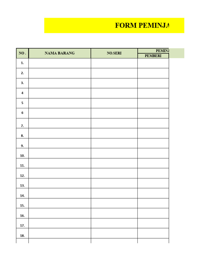 Form Peminjaman Barang | PDF