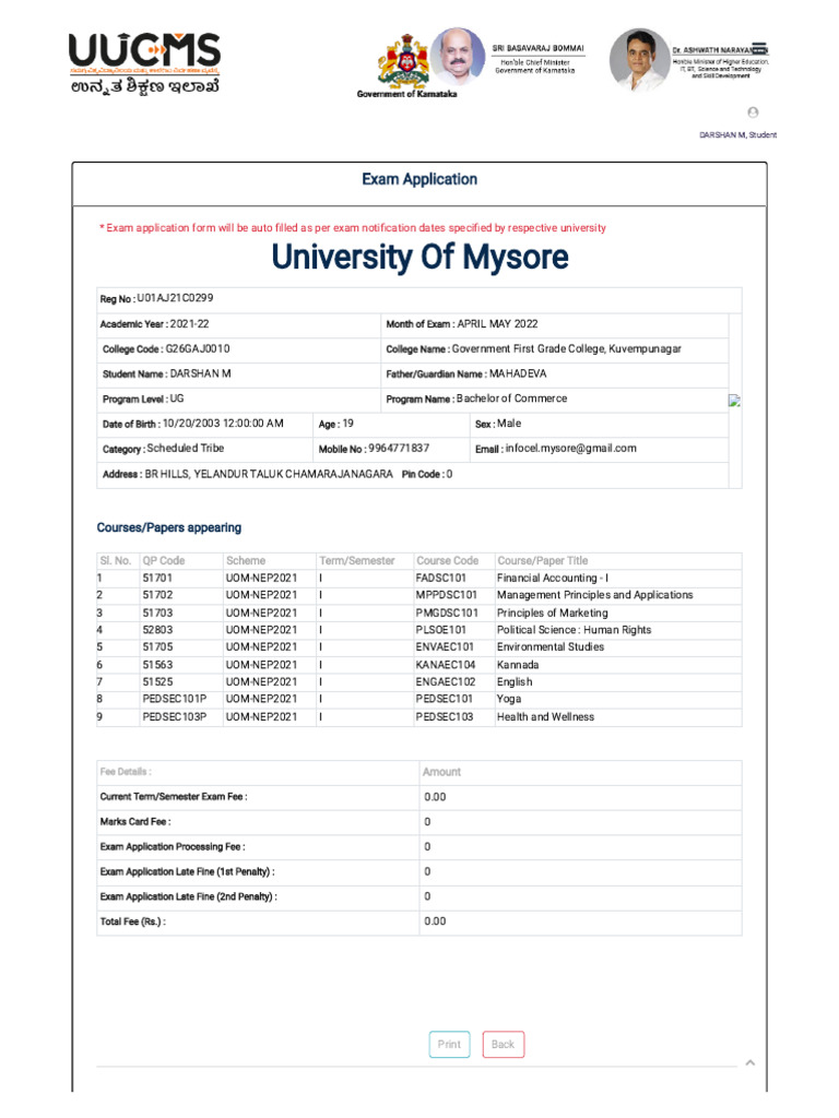 UUCMS - Unified University College Management System | Download Free PDF | Fee