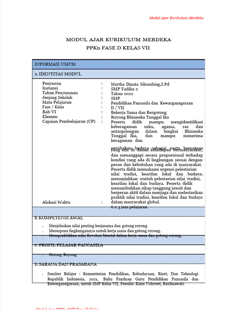 PDF Modul Ajar Bab VI - Compress | PDF