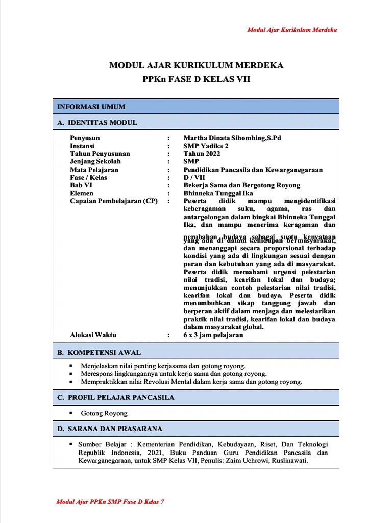 PDF Modul Ajar Bab Vi Compress | PDF