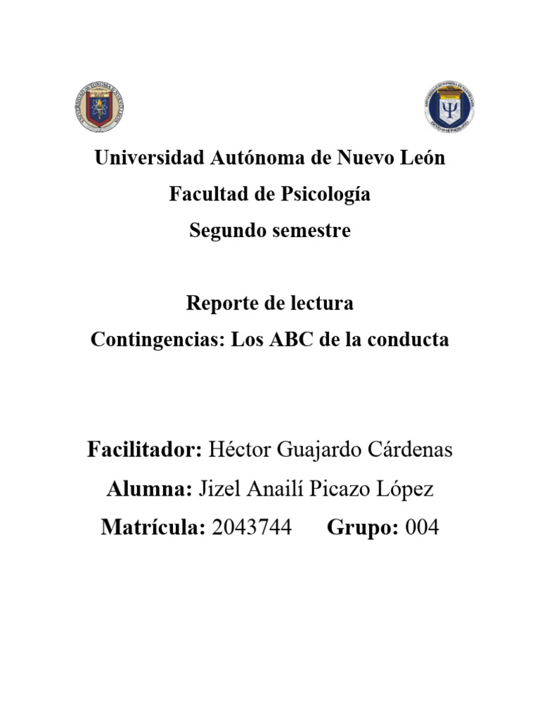 Reporte de Lectura - ABC de La Conducta - JAPL | PDF