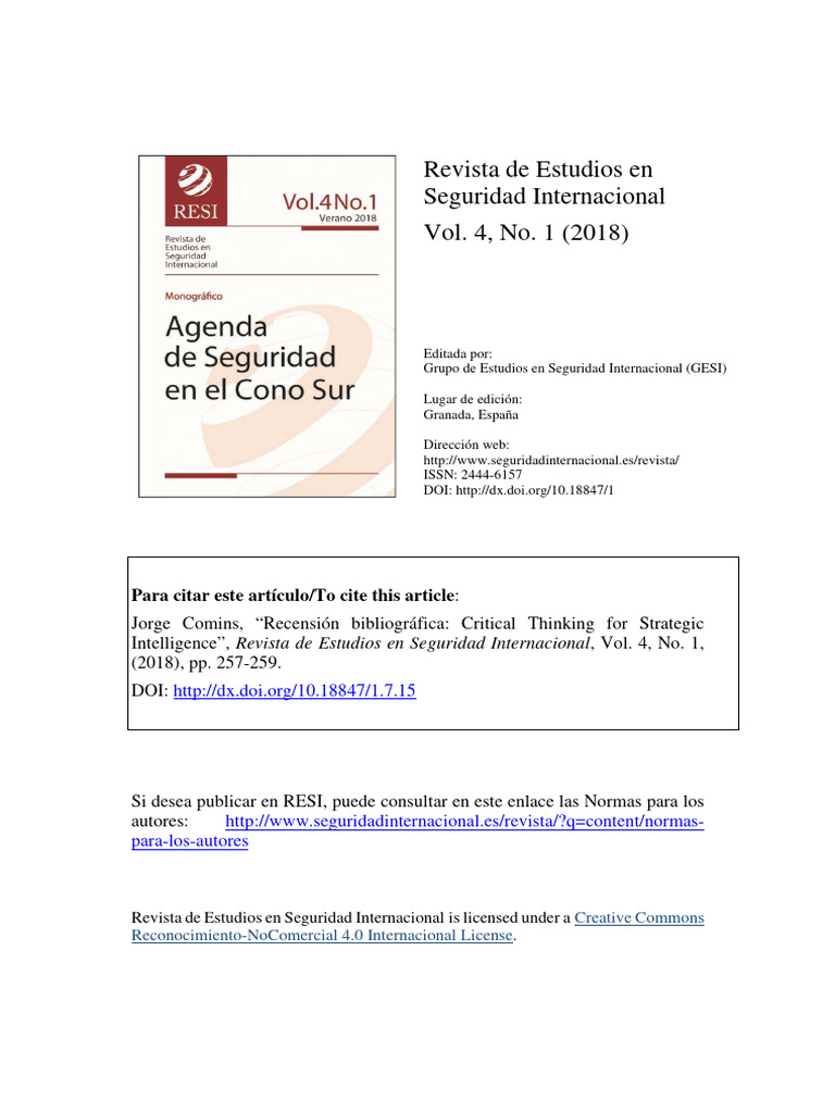 Critical Thinking For Strategic Intellig | PDF | Inteligencia | Ciencia ...