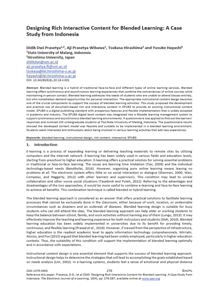 Jurnal Designing Rich Interactive Content For Blended Learning A Case Study From Indonesia | PDF ...