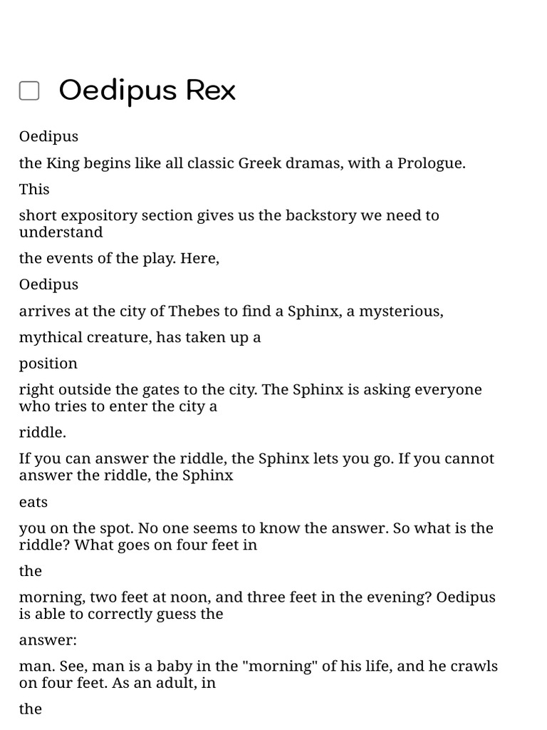 Oedipus Rex Note | PDF | Oedipus | Boeotian Mythology